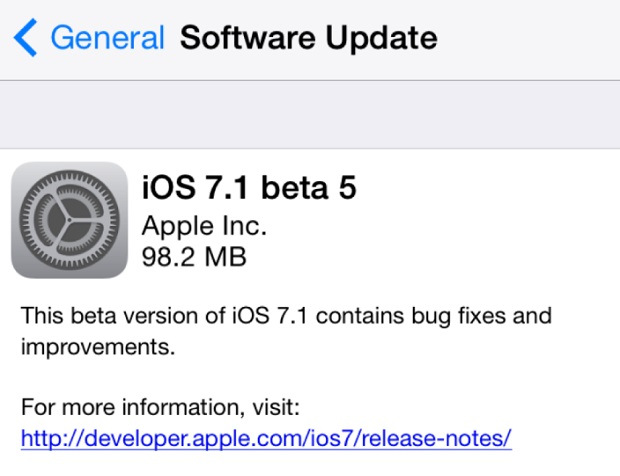iOS 7.1 beta 5 já está disponível para download para desenvolvedores ...